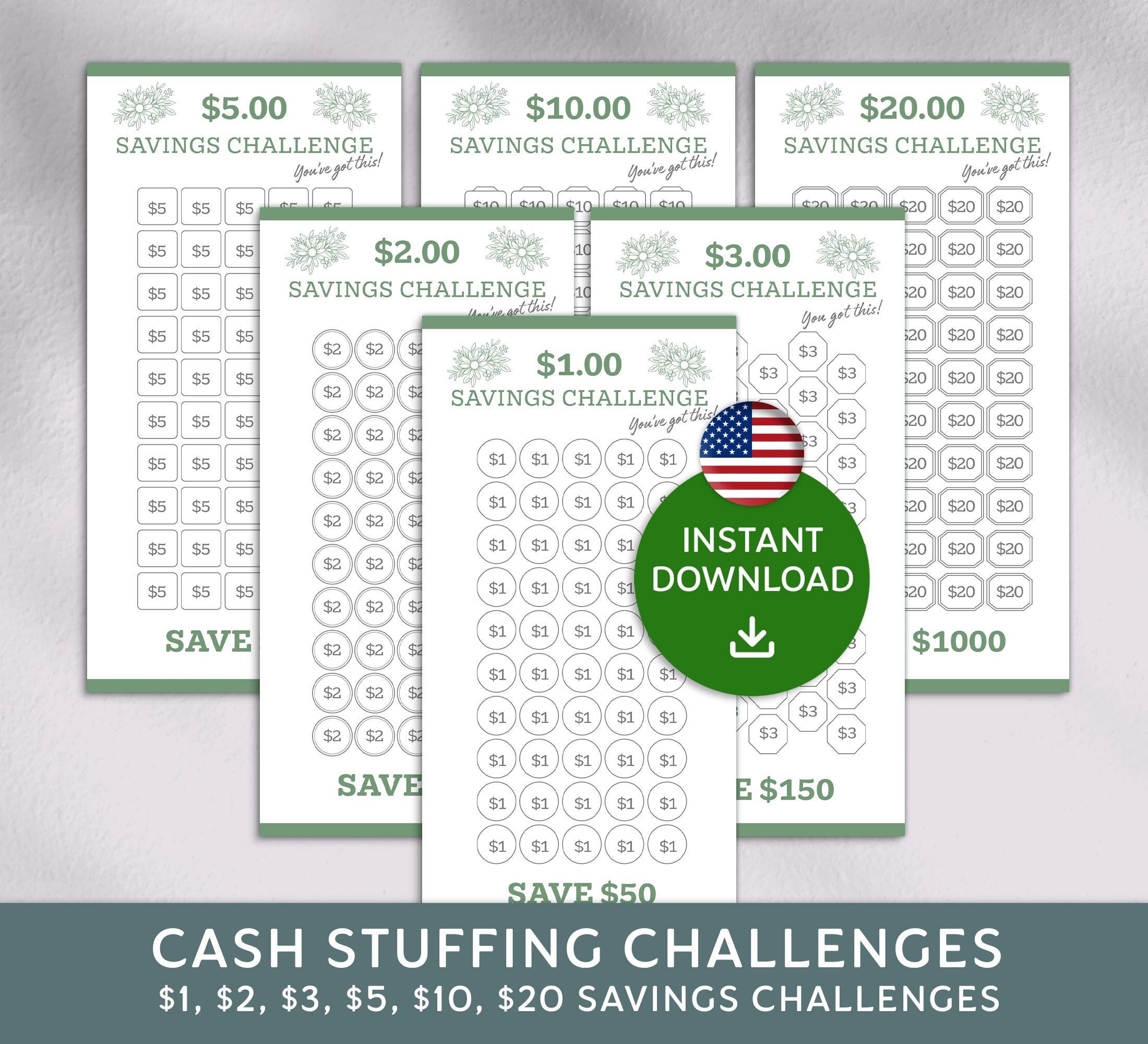 Low Money Saving Challenges, Printable Cash Stuffing Trackers A6, Money ...
