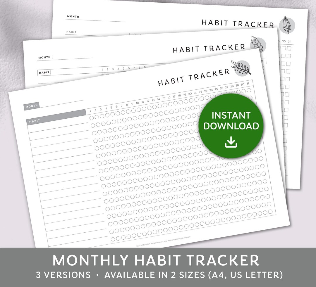 Month Habit Tracker Printable, Monthly Task Tracker, Daily Fitness ...