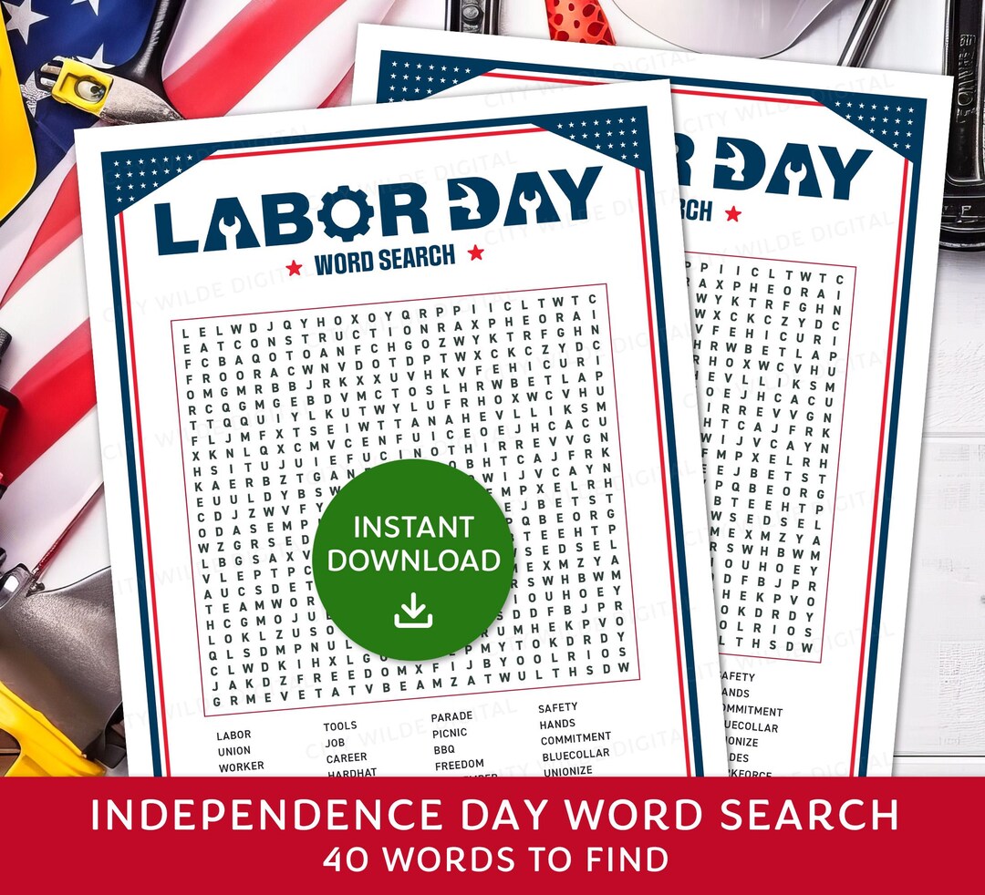 Labor Day Word Search, Labor Day Games, Printable Word Search, Word ...