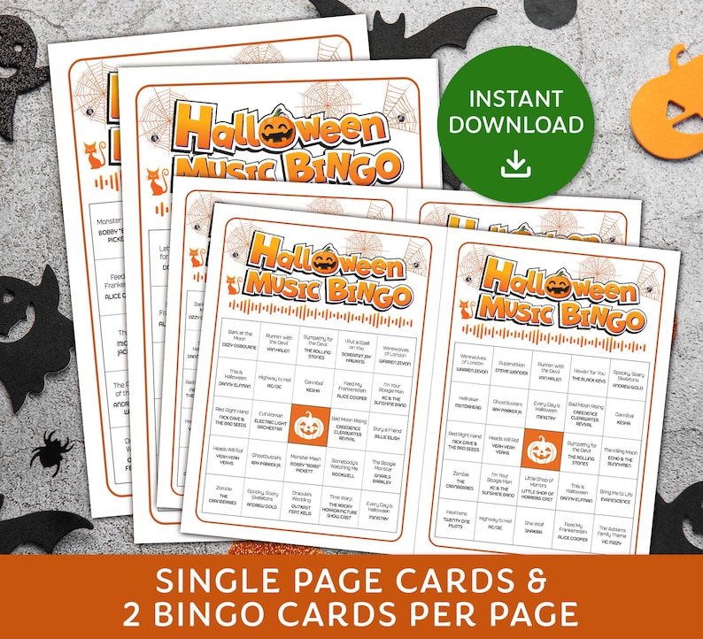 Halloween Music Bingo Game, Halloween Bingo With Spotify Playlist ...