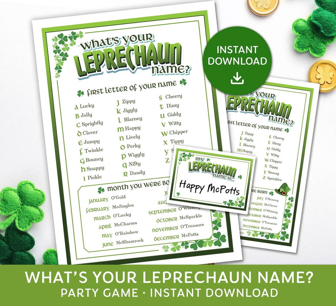 What is Your Leprechaun Name, Leprechaun Name Game, St Patricks Day ...