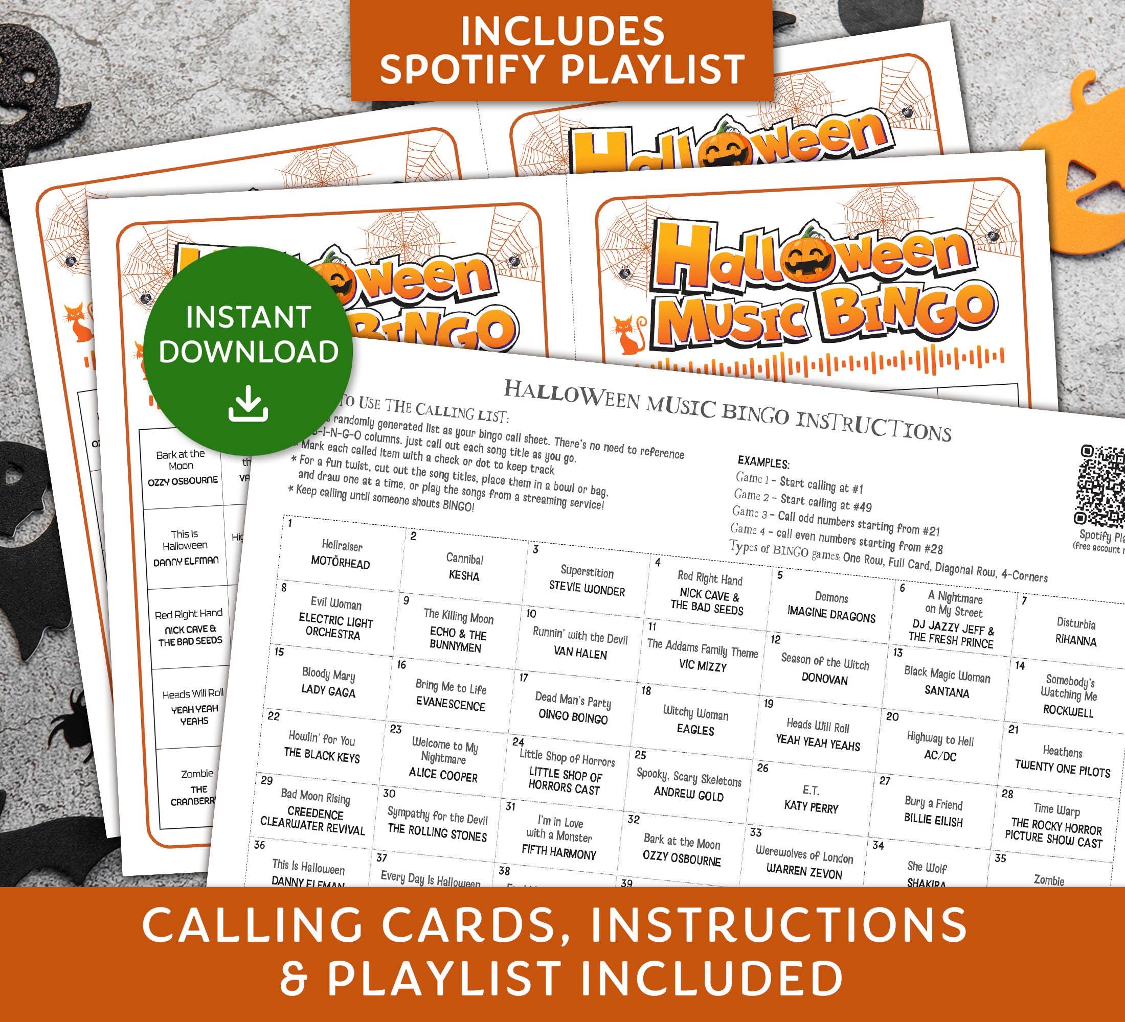 Halloween Music Bingo Game, Halloween Bingo With Spotify Playlist ...