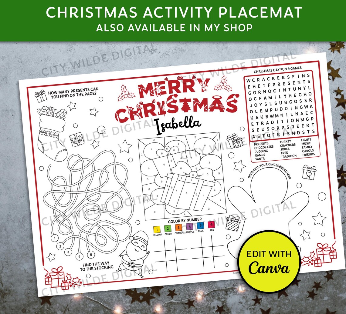 2025 New Years Eve Activity Placemat, New Years Activity Sheet, New ...