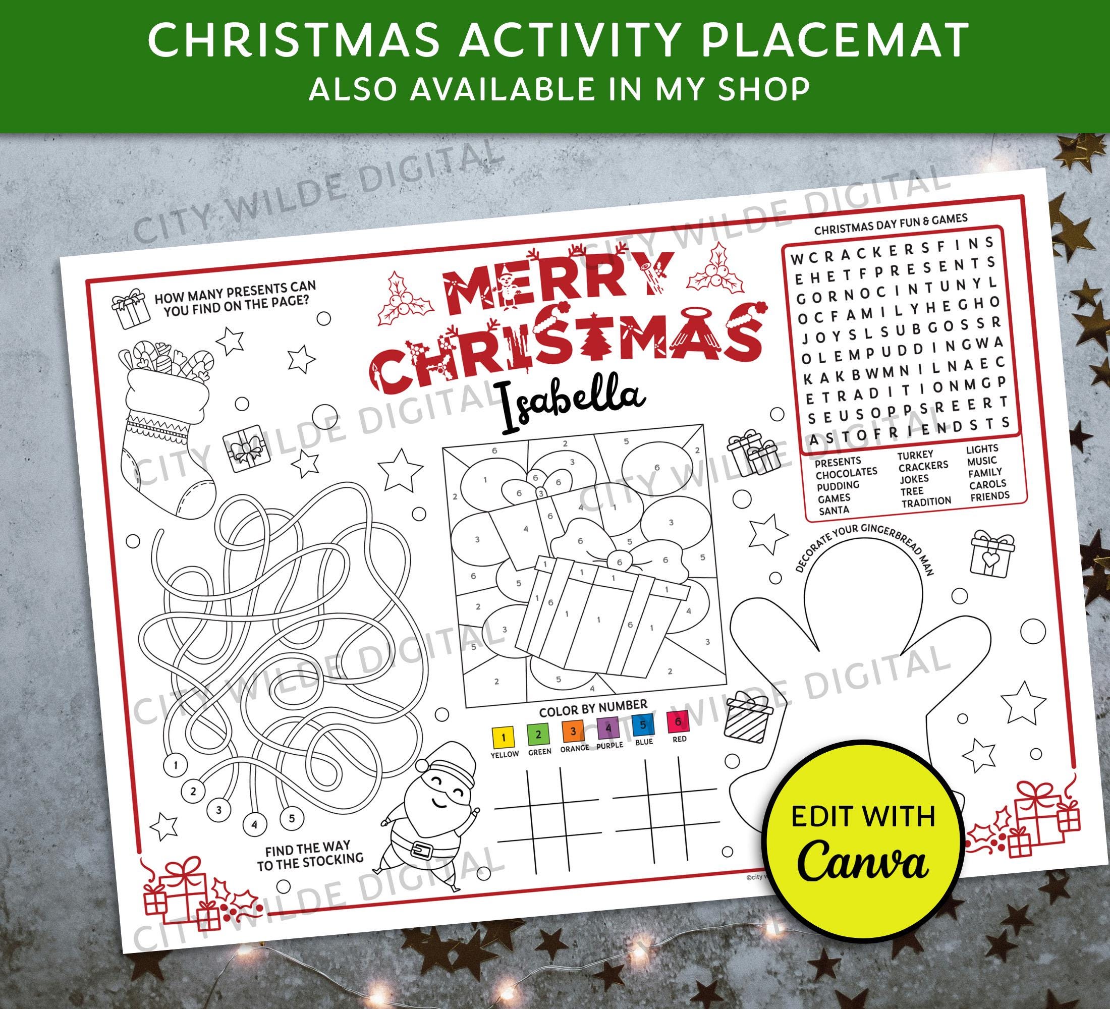 2025 New Years Eve Activity Placemat, New Years Activity Sheet, New ...