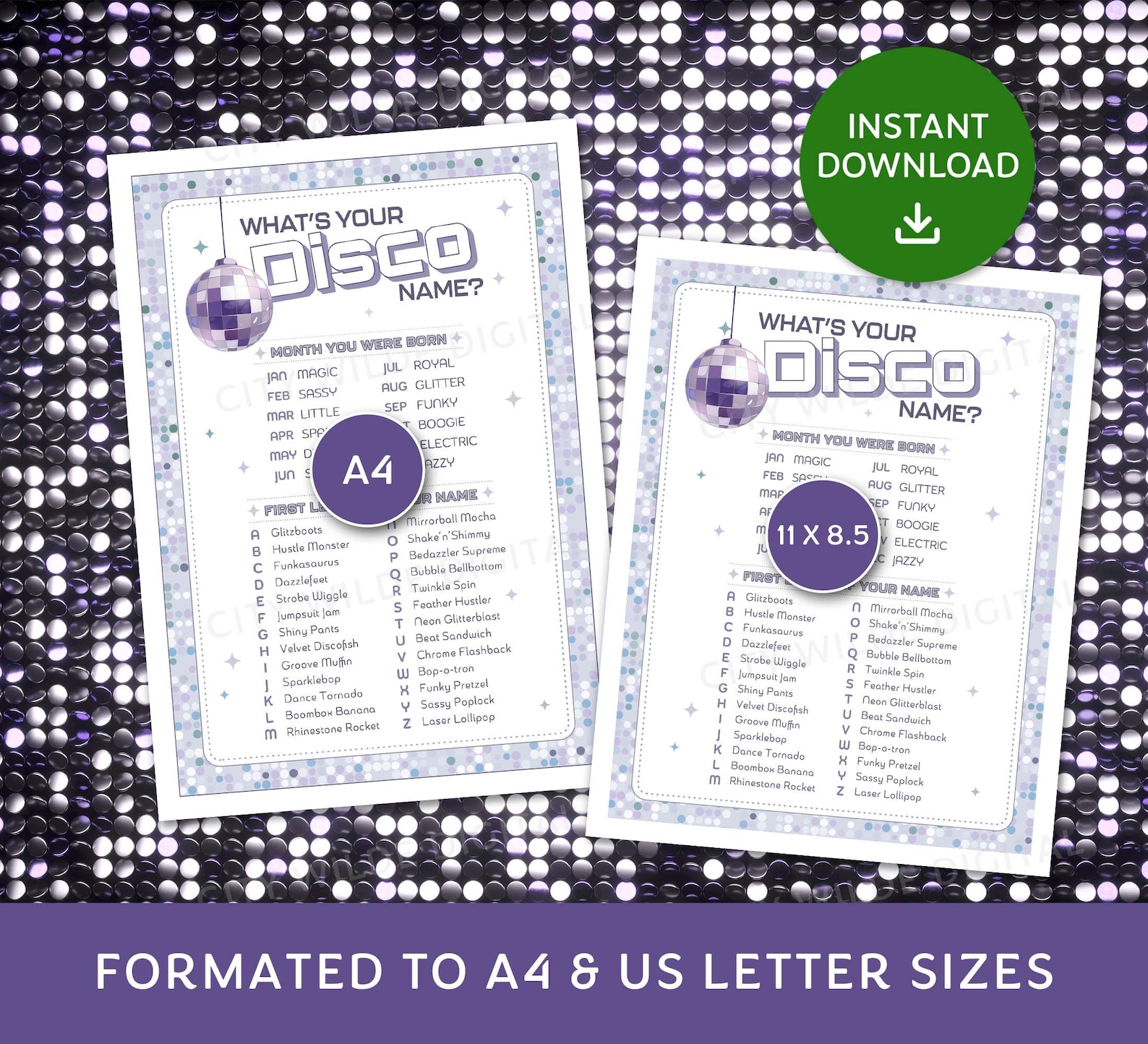 What is Your Disco Name, Printable Disco Party Game, Disco Party, Disco ...