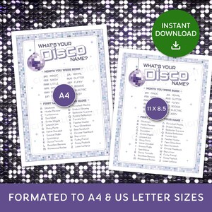 What is Your Disco Name, Printable Disco Party Game, Disco Party, Disco ...