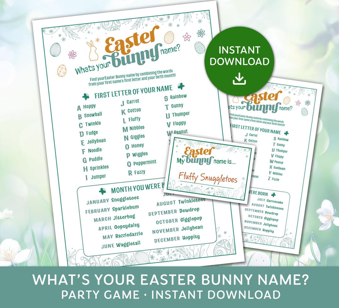Whats Your Easter Bunny Name, Printable Party Game, Bunny Name Game ...