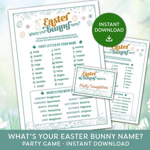 Whats Your Easter Bunny Name, Printable Party Game, Bunny Name Game ...
