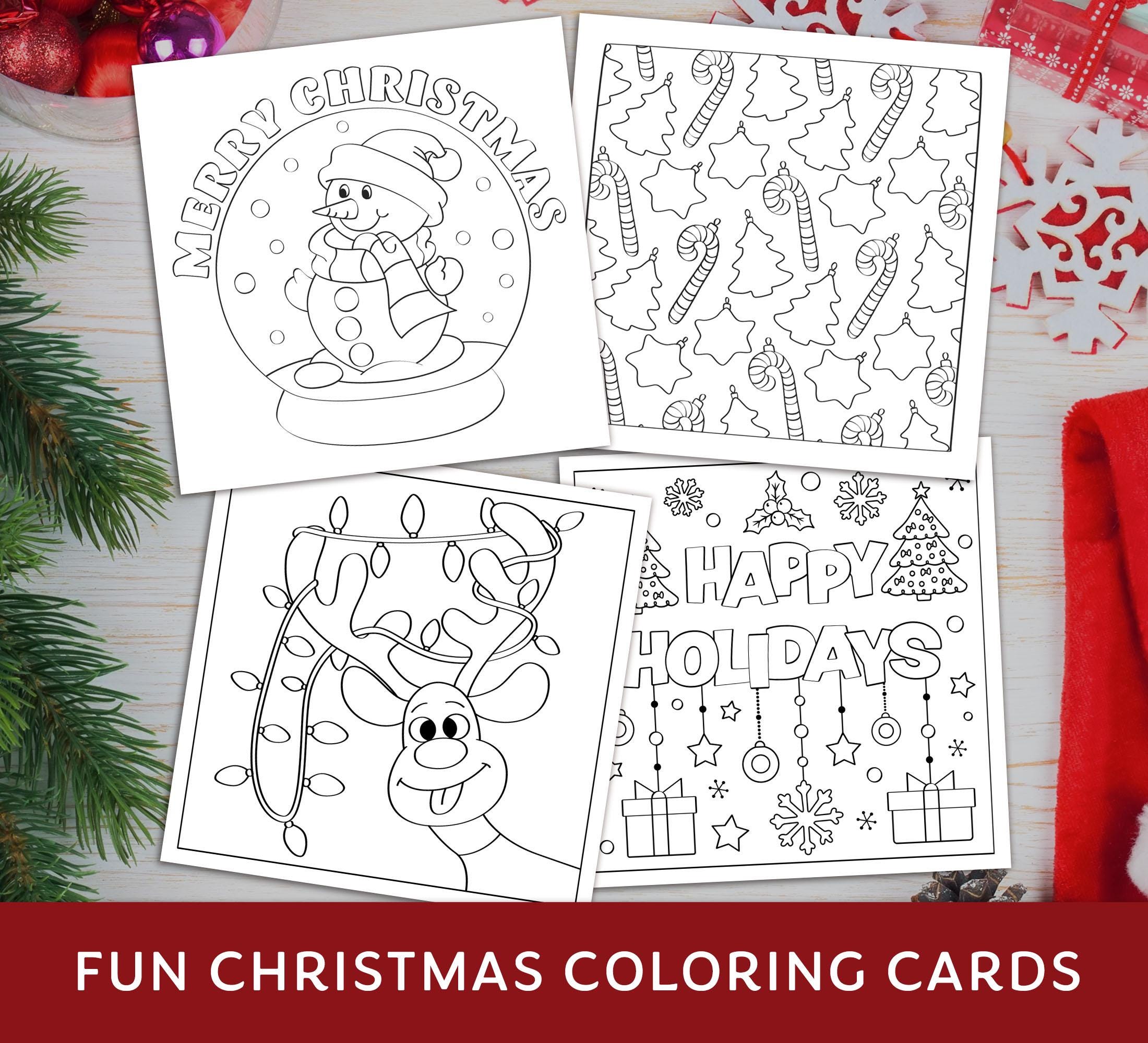 Christmas Coloring Cards for Kids, Kids Art Craft, Christmas Card ...