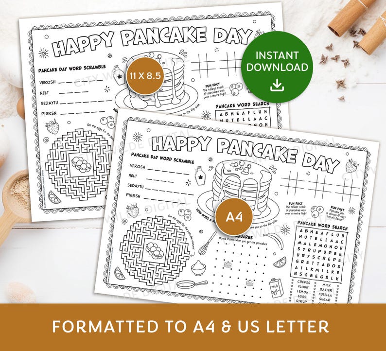 Pancake Day Activity Placemat, Pancake Coloring Activity Placemat ...
