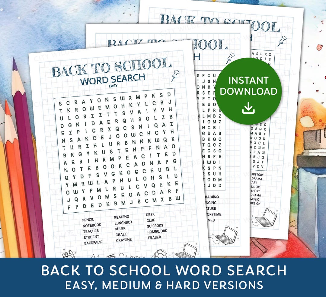 Back to School Word Search, School Word Games, Homeschool Word Game ...