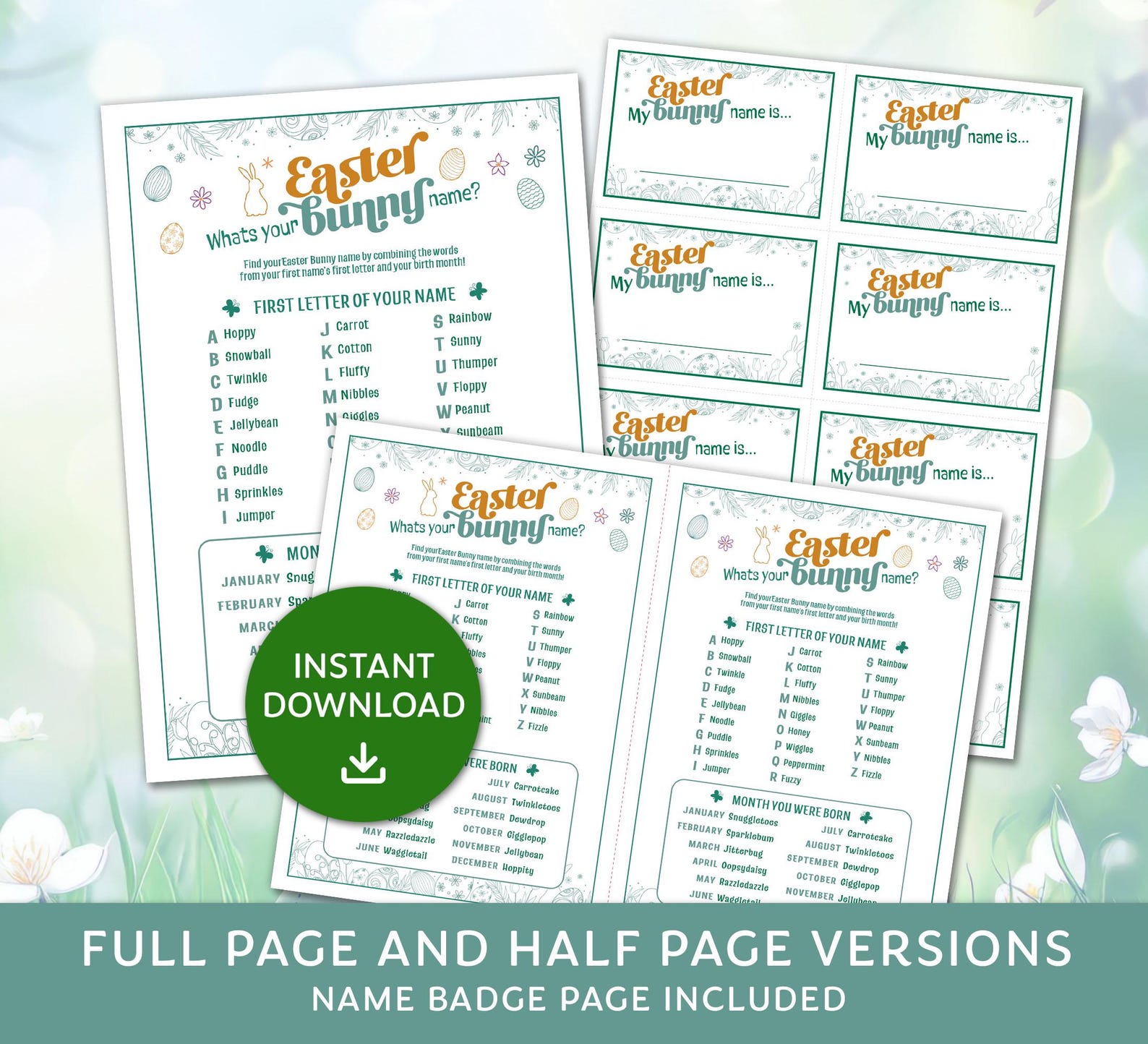 Whats Your Easter Bunny Name, Printable Party Game, Bunny Name Game ...