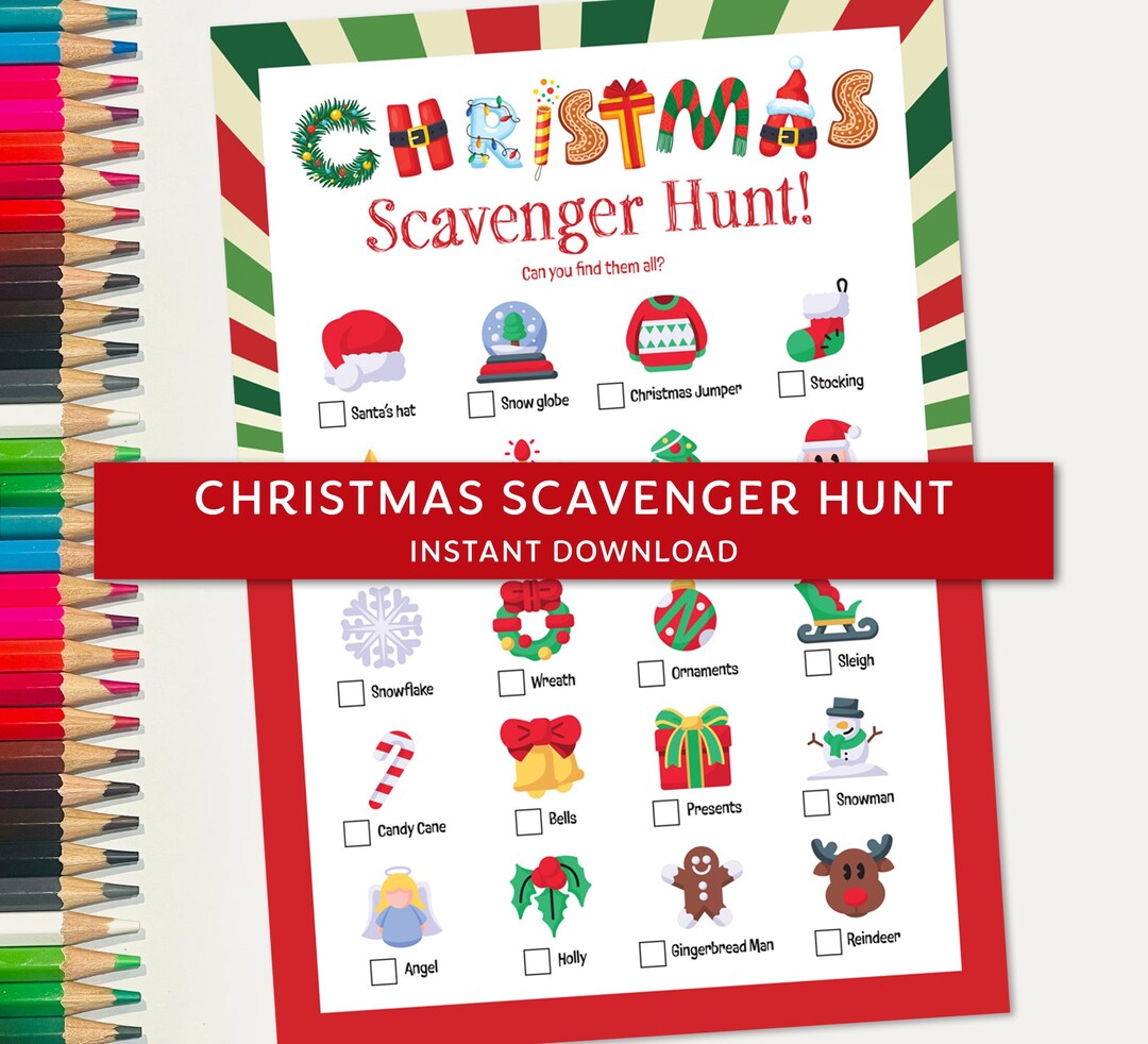 Christmas Scavenger Hunt, Christmas Kids Game, Kids Activity, Christmas ...