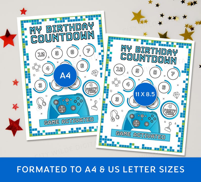 Birthday Countdown Printable for Kids, Gamer Birthday Calendar ...