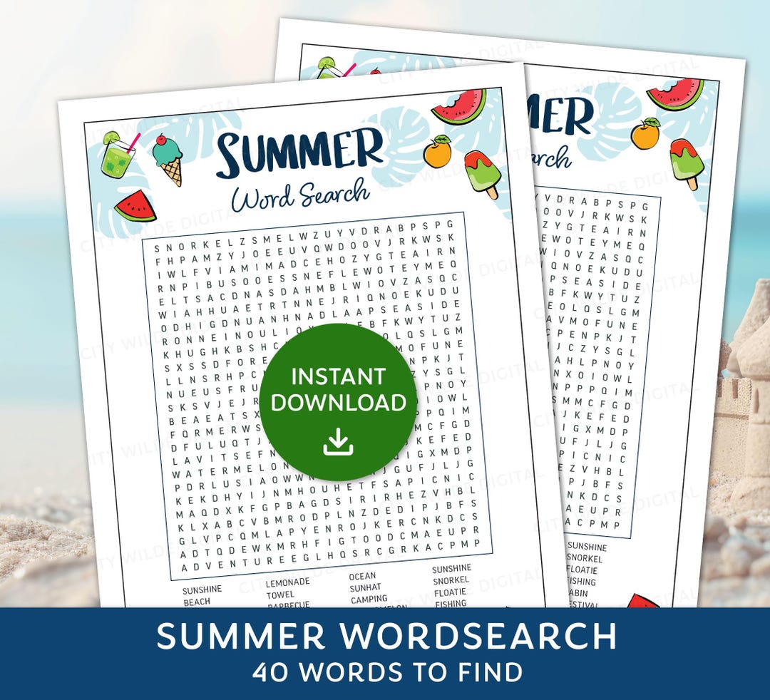 Summer Word Search, Summer Games, Summer Camp Game, Fun Summer Activity ...