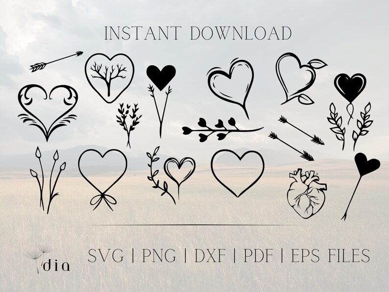Heart Svg Bundle, Heart Doodle Svg, Hand Drawn Heart Svg, Heart Clipart ...