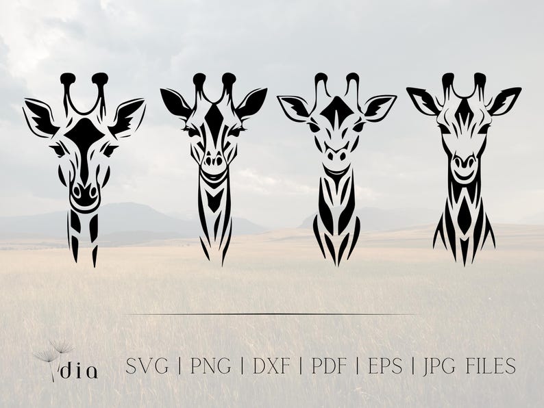 Giraffe Silhouette SVG Bundle: Clipart Designs (digital Download) - Etsy