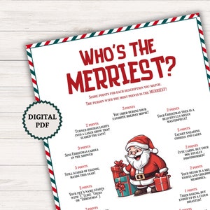 Printable Christmas Party Game, Who's the Merriest Santa Holiday ...