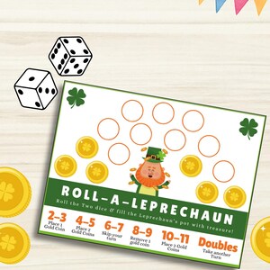 Roll a Leprechaun Dice Game, St. Patrick’s Day Printable for Kids ...