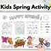 Kids Spring Activity Placemat! PRINTABLE Kids Spring Activity Page ...