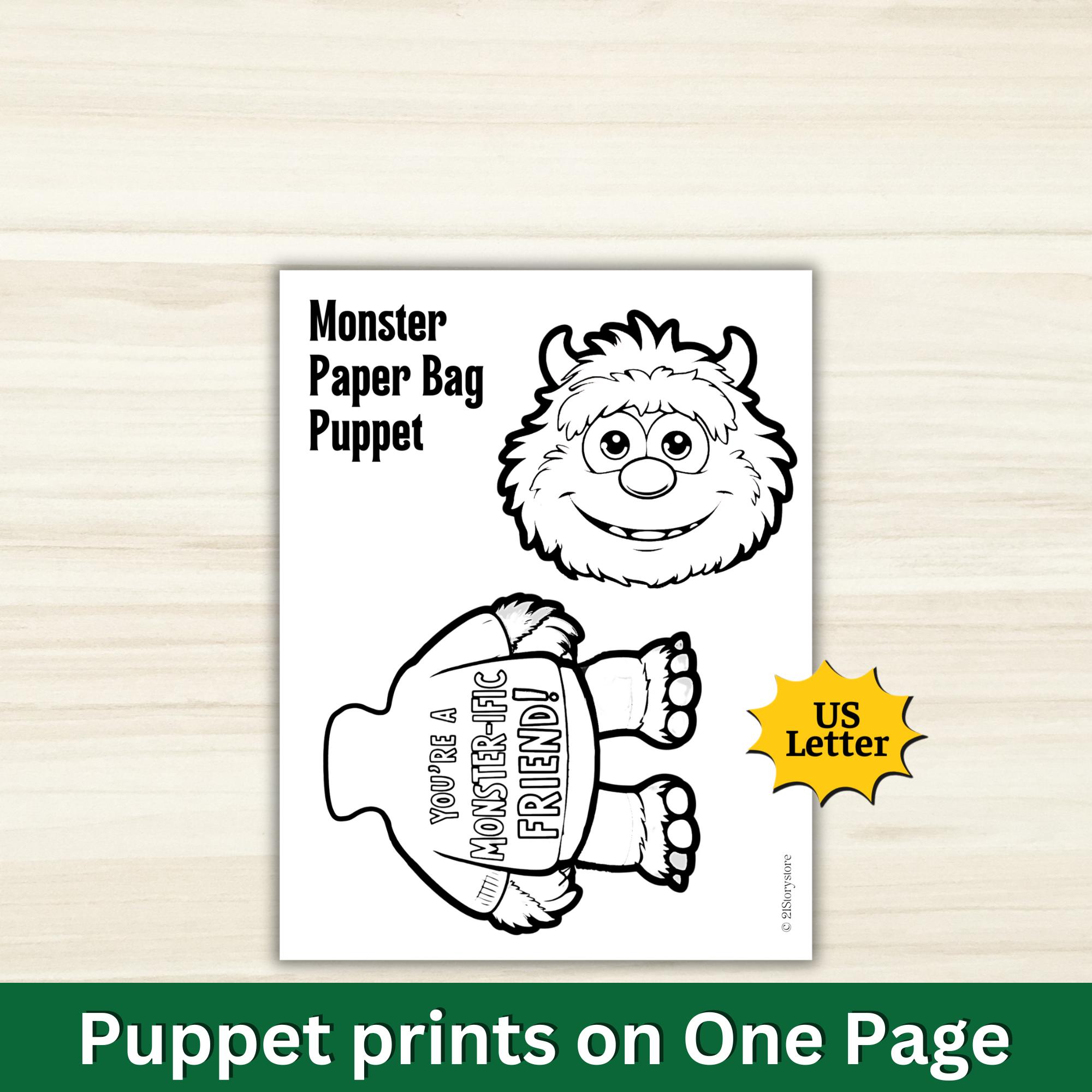 Monster Paper Bag Puppet Craft: Valentine's Day Activity (digital ...