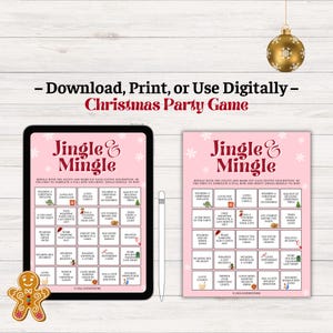 Christmas Jingle Mingle Bingo, Printable Party Game for Family, Adults ...