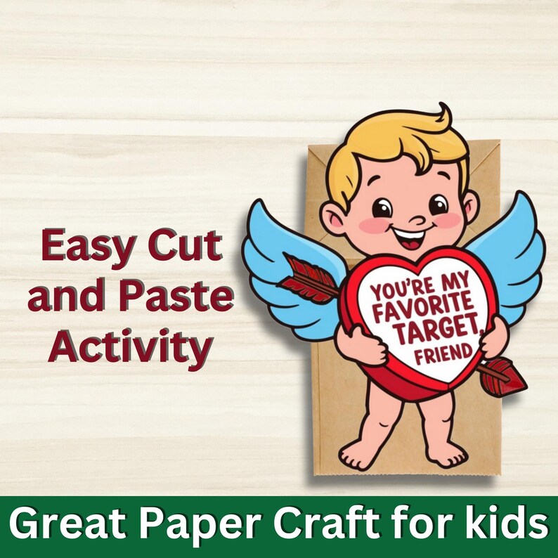 Cute Cupid Angel Paper Bag Puppet Craft for Kids, Classroom Friends ...