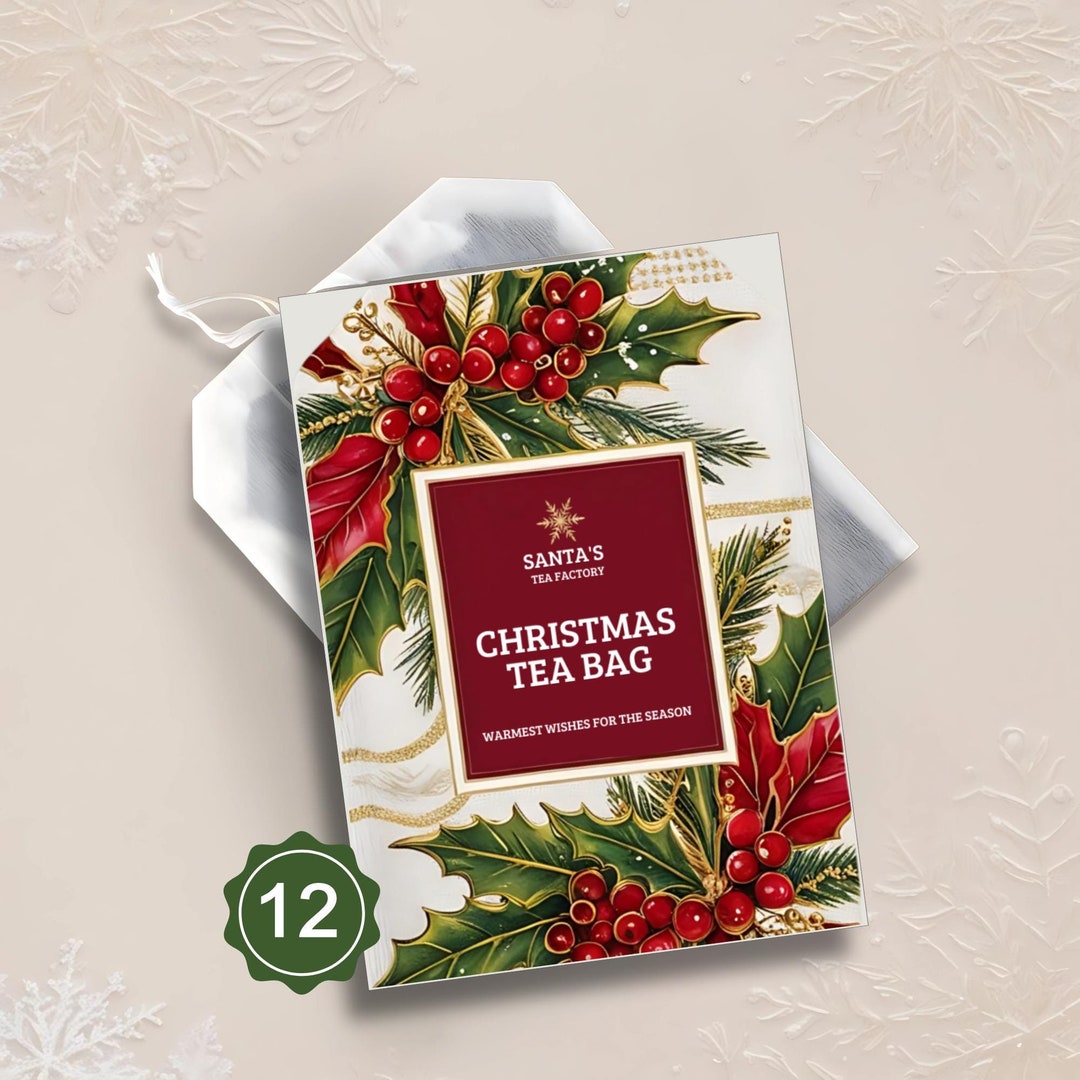 Printable Christmas Tea Bags Holder, DIY Tea Bag Wrappers & Tidy Cover ...