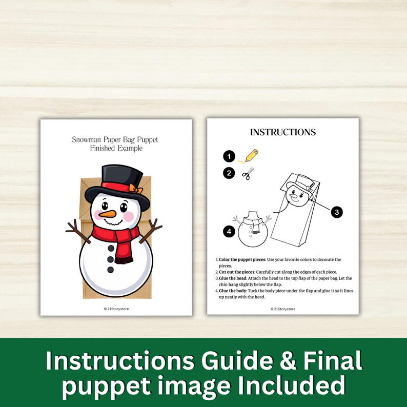 Kids Christmas Snowman Paper Bag Puppet, Snowman Puppet Craft ...
