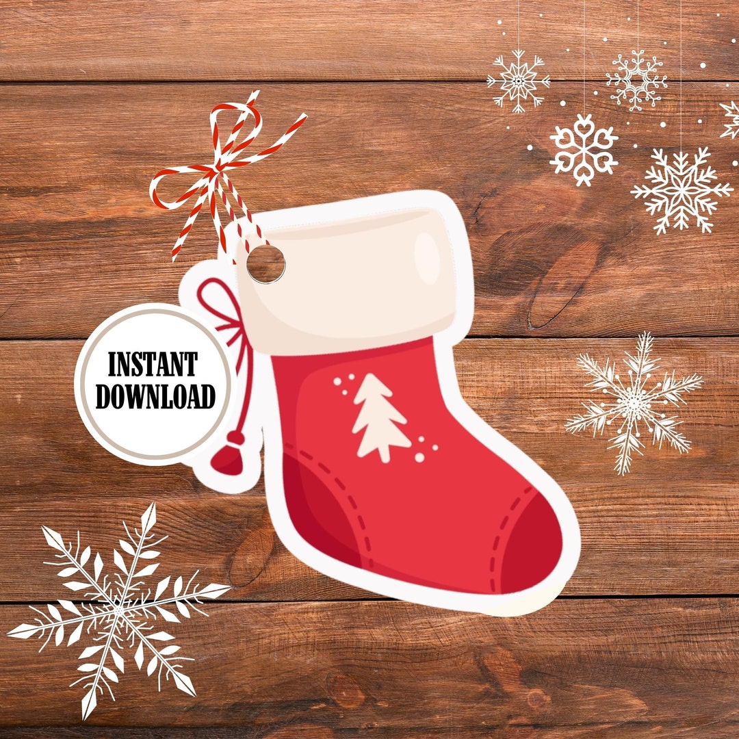 Christmas Stocking Gift Tag Printable Printable Christmas - Etsy