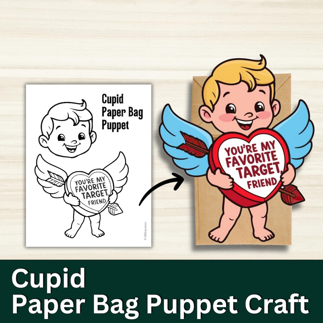 Cute Cupid Angel Paper Bag Puppet Craft for Kids, Classroom Friends ...