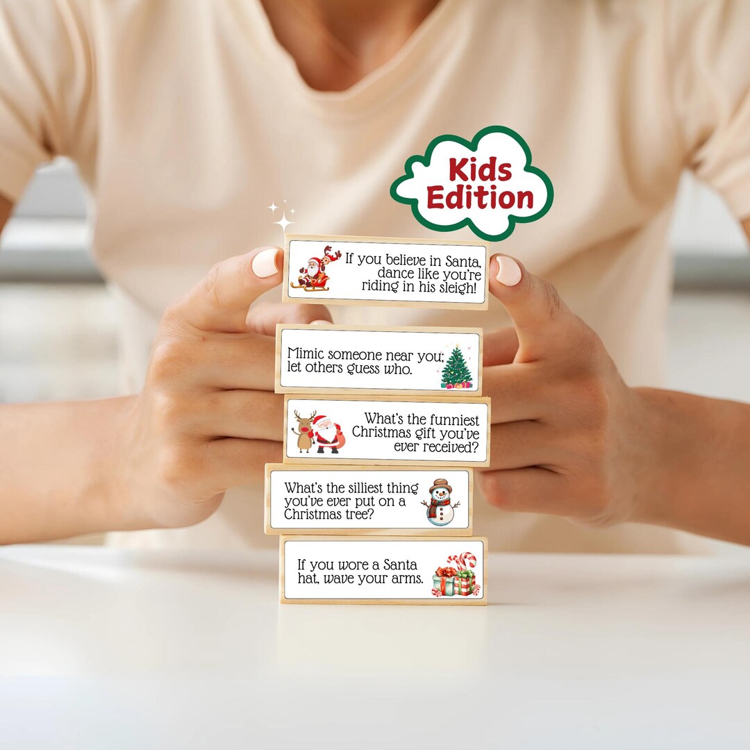 Kids Christmas Party Block Games With Printable DIY Stickers, Family ...