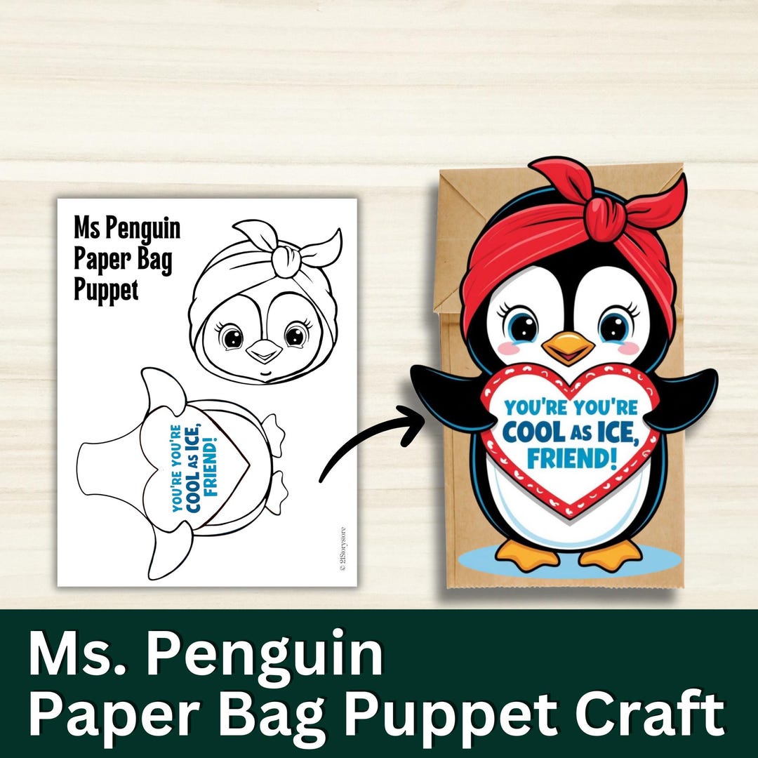 Ms. Penguin Paper Bag Puppet Crafts for Kids, Fun Classroom Friends ...
