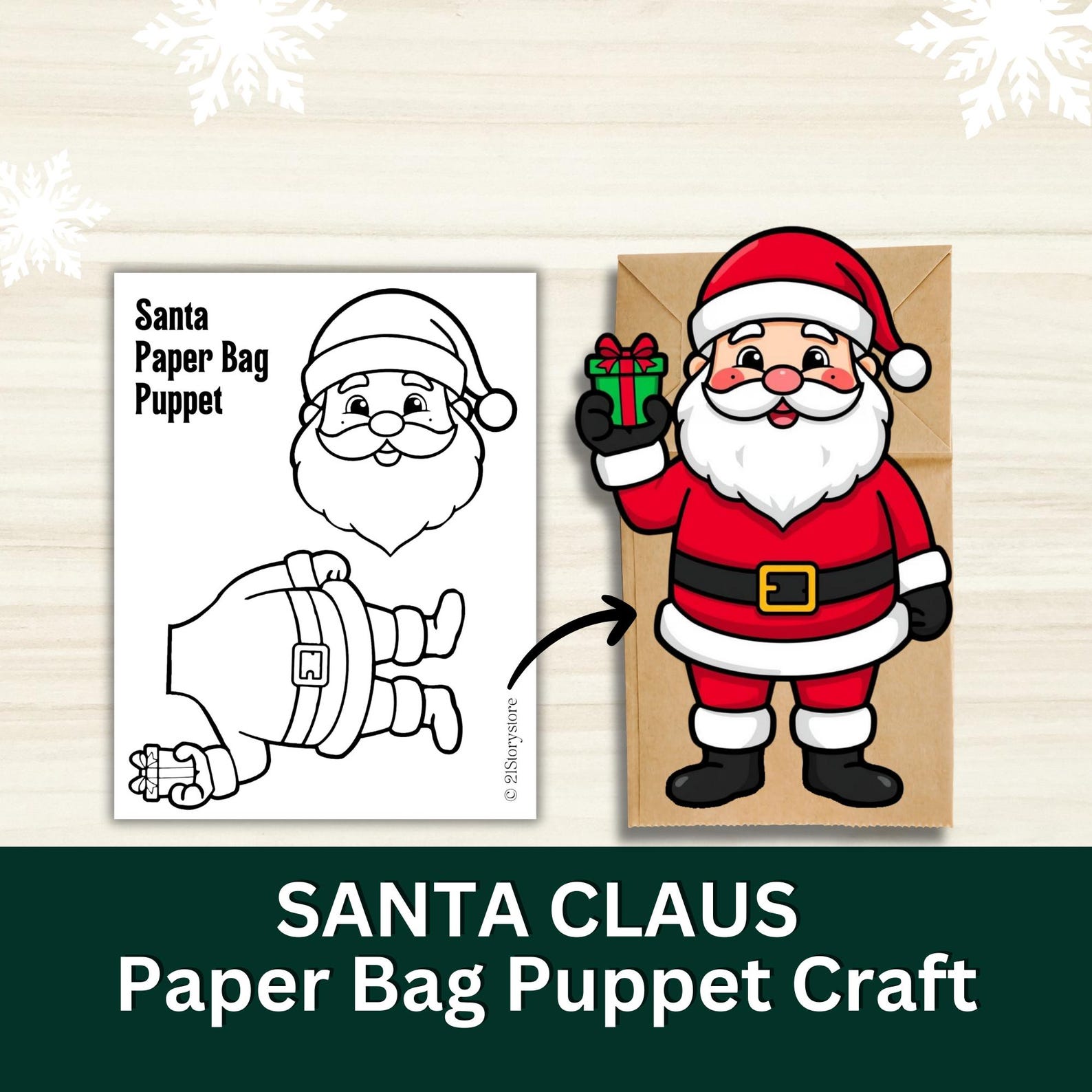 Kids Christmas Santa Paper Bag Puppet, Santa Claus Puppet Craft ...