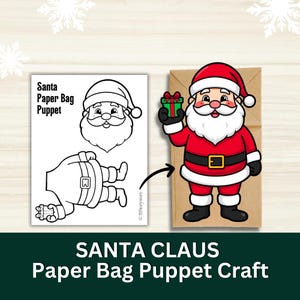 Kids Christmas Santa Paper Bag Puppet, Santa Claus Puppet Craft ...