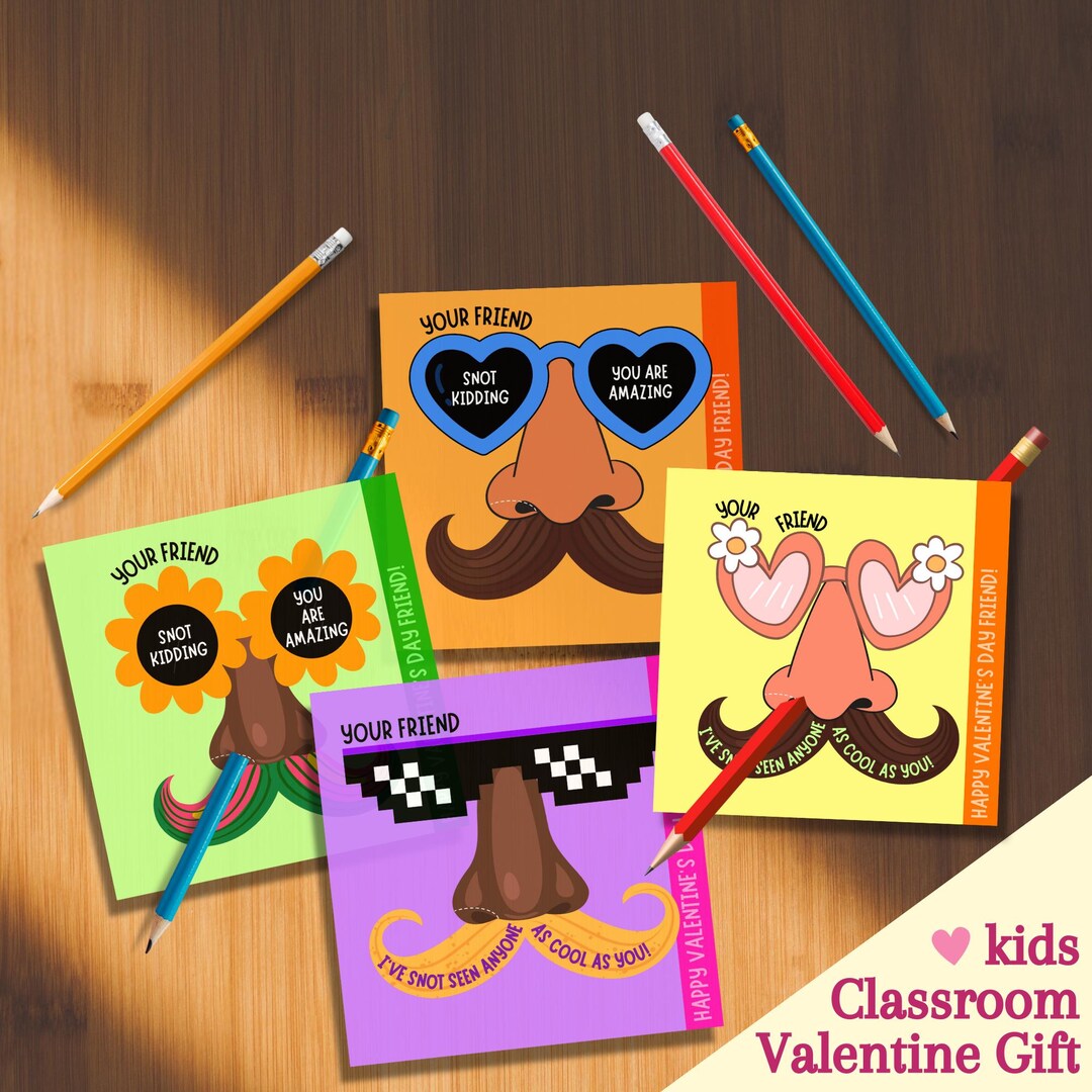 Funny Nose Picking Kids Classroom Valentine Pencil Holder Mustache ...