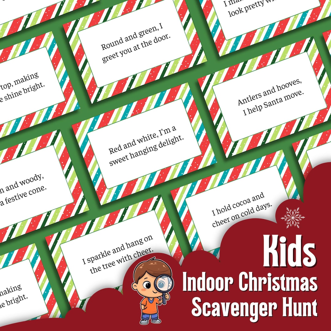 Christmas Scavenger Hunt for Kids, Indoor Christmas Treasure Hunt ...