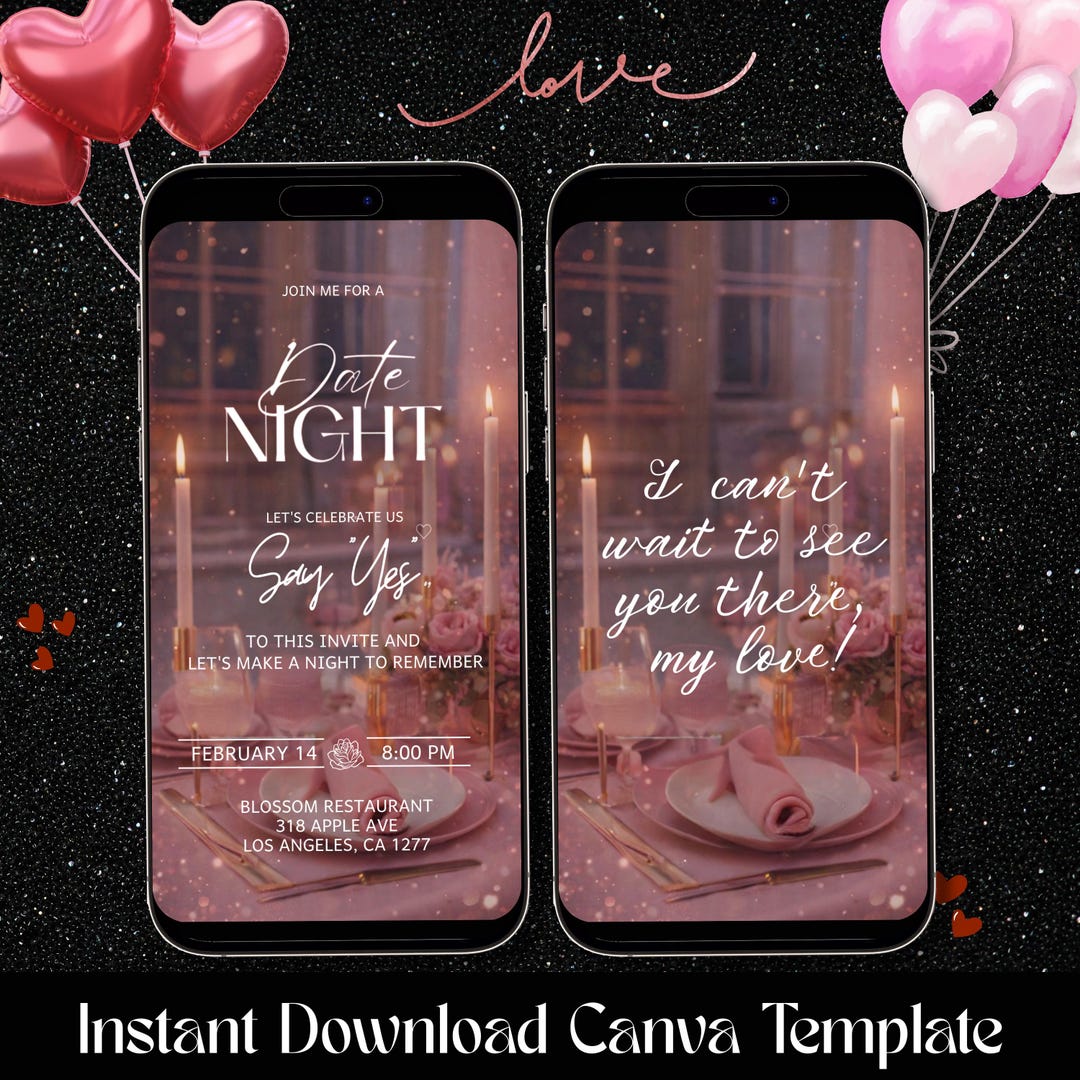 Animated Date Night Invite for Him, Romantic Dinner Text Invitation ...