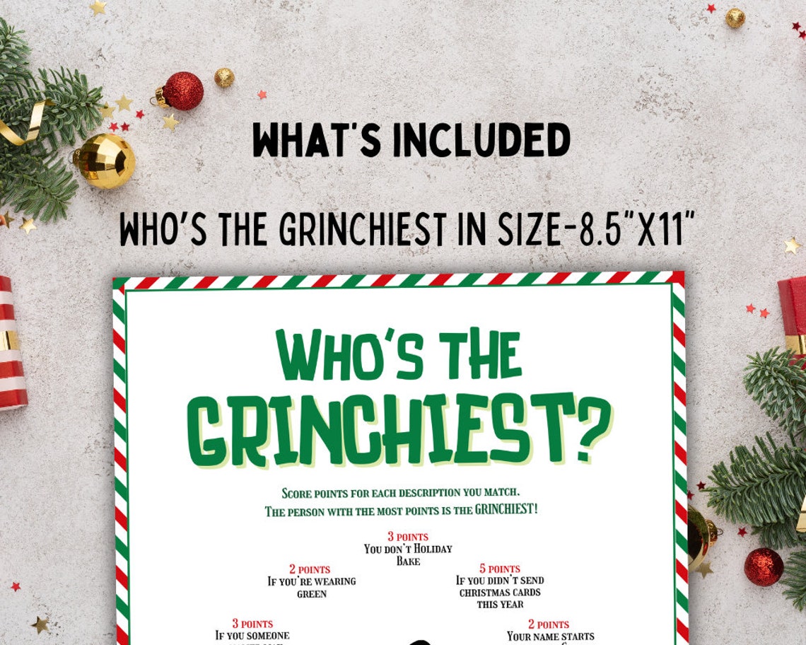 Who's the Grinchiest Printable Grinch Party Game for Adults, Kids ...