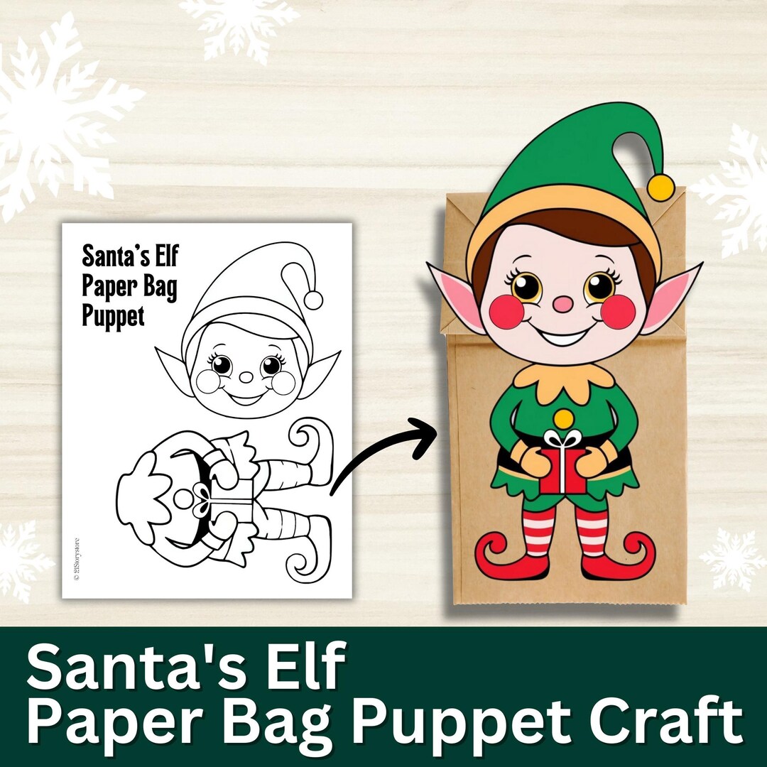Santa Elf Paper Bag Puppet Craft for Kids, Christmas First & Second ...