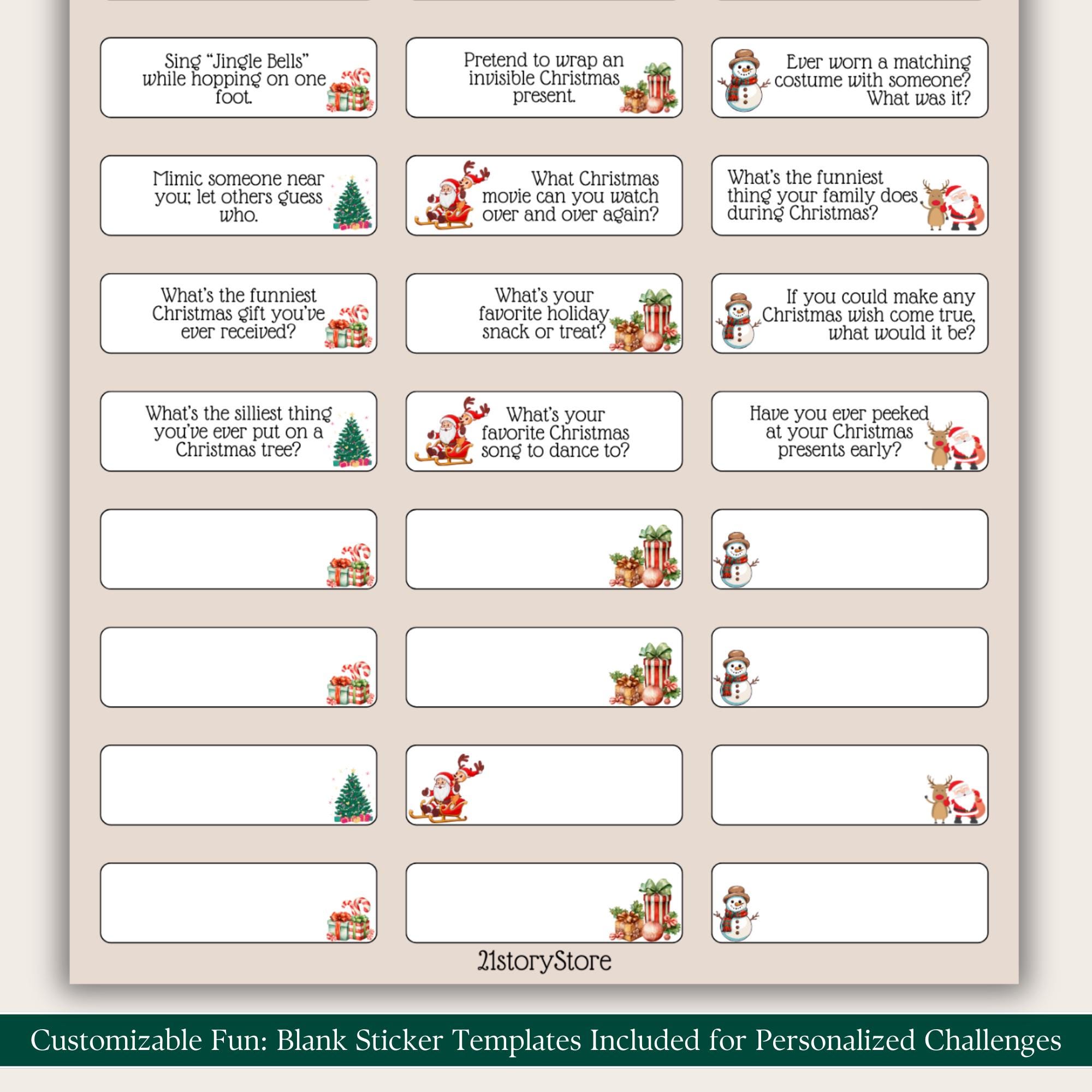 Kids Christmas Party Block Games With Printable DIY Stickers, Family ...