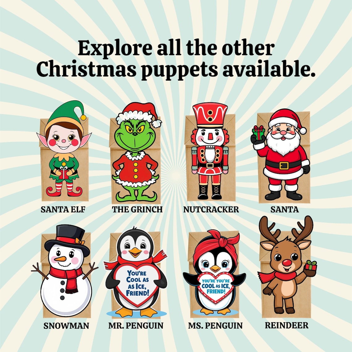 Kids Christmas Santa Paper Bag Puppet, Santa Claus Puppet Craft ...