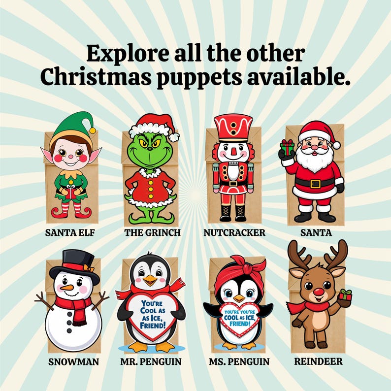 Kids Christmas Santa Paper Bag Puppet, Santa Claus Puppet Craft ...