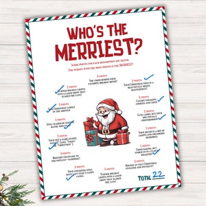 Printable Christmas Party Game, Who's the Merriest Santa Holiday ...