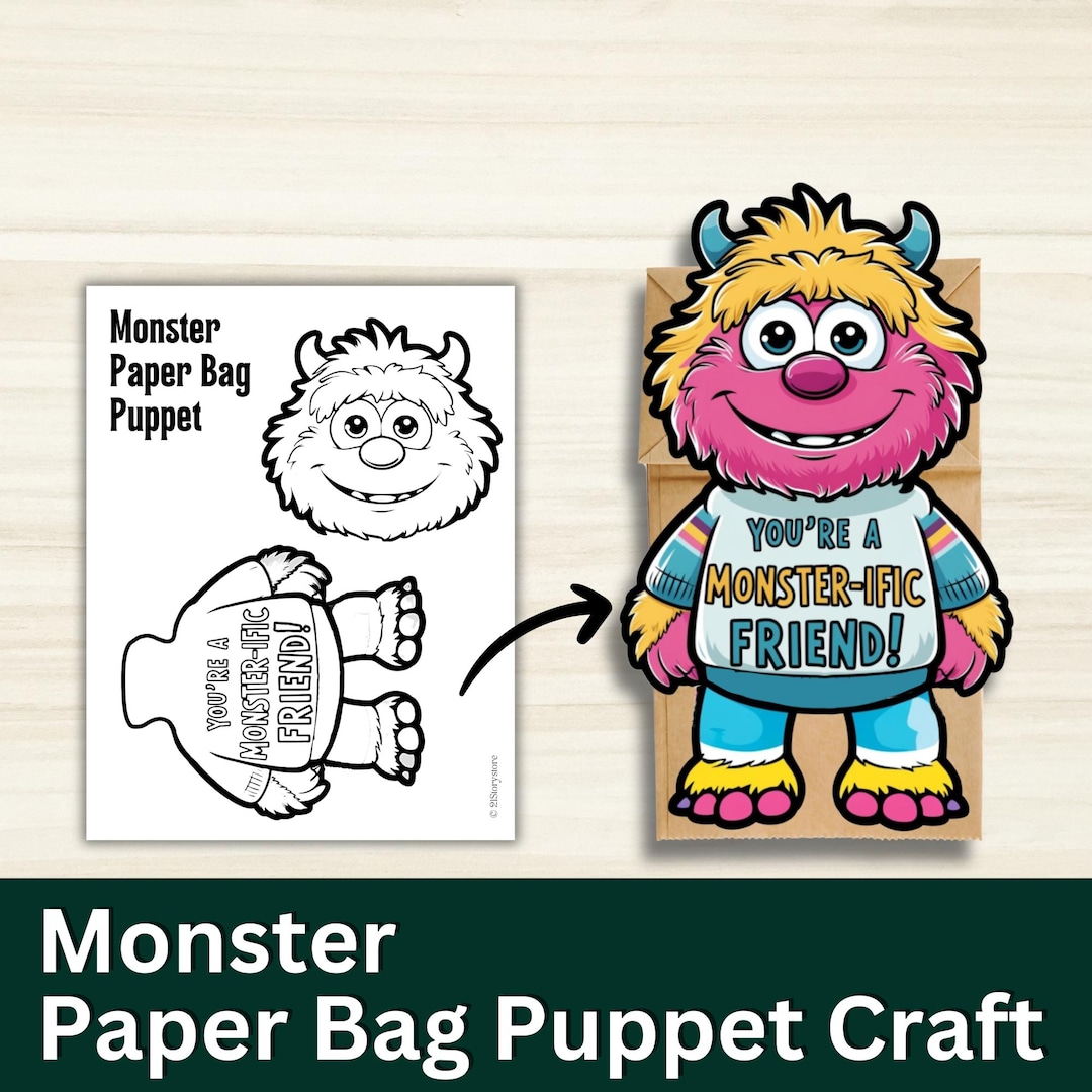 Cute Monster Paper Bag Puppet Craft for Kids, Fun Classroom Valentines ...
