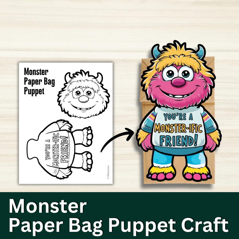 Cute Monster Paper Bag Puppet Craft for Kids, Fun Classroom Valentines ...