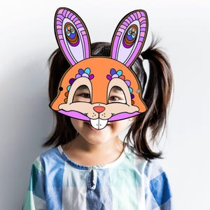Easter Bunny Printable Coloring Mask, Kids Cute Color Activity Mask ...