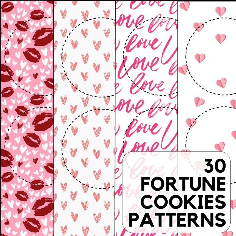 Printable Valentine Fortune Cookie Love Messages, Custom Love Notes for ...