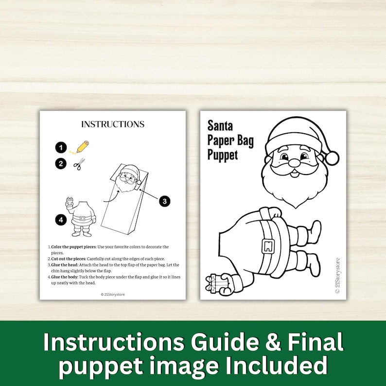 Kids Christmas Santa Paper Bag Puppet, Santa Claus Puppet Craft ...