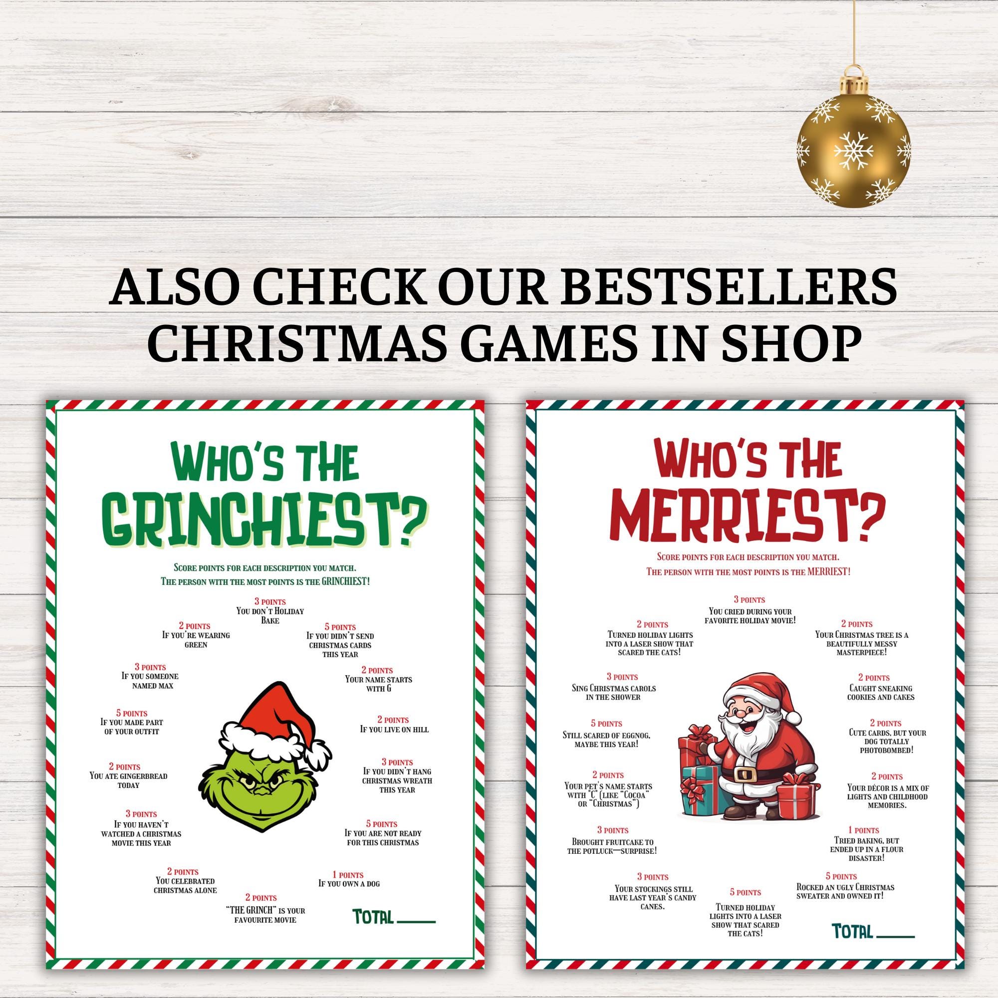 Who's the Grinchiest Printable Grinch Party Game for Adults, Kids ...
